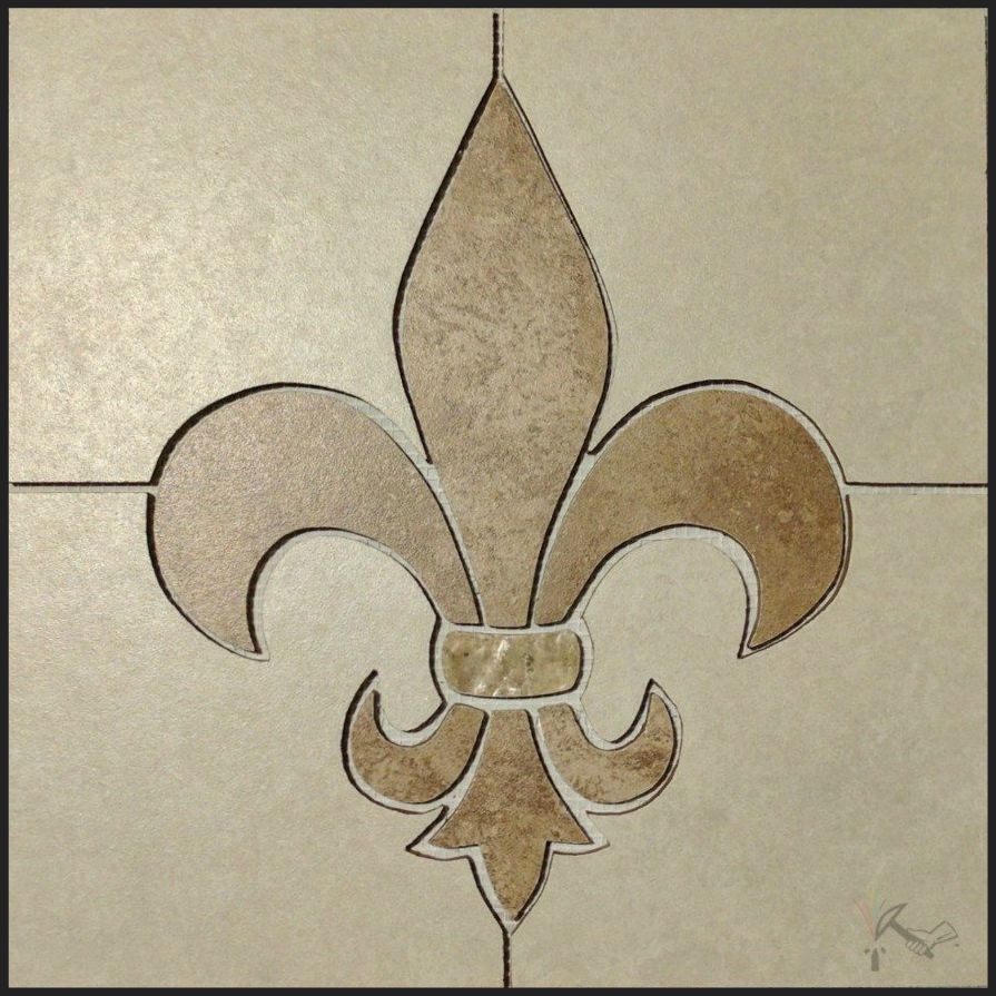 Borderless Square Ceramic Fleur de Lis Backsplash / Tile Floor Medalli ...