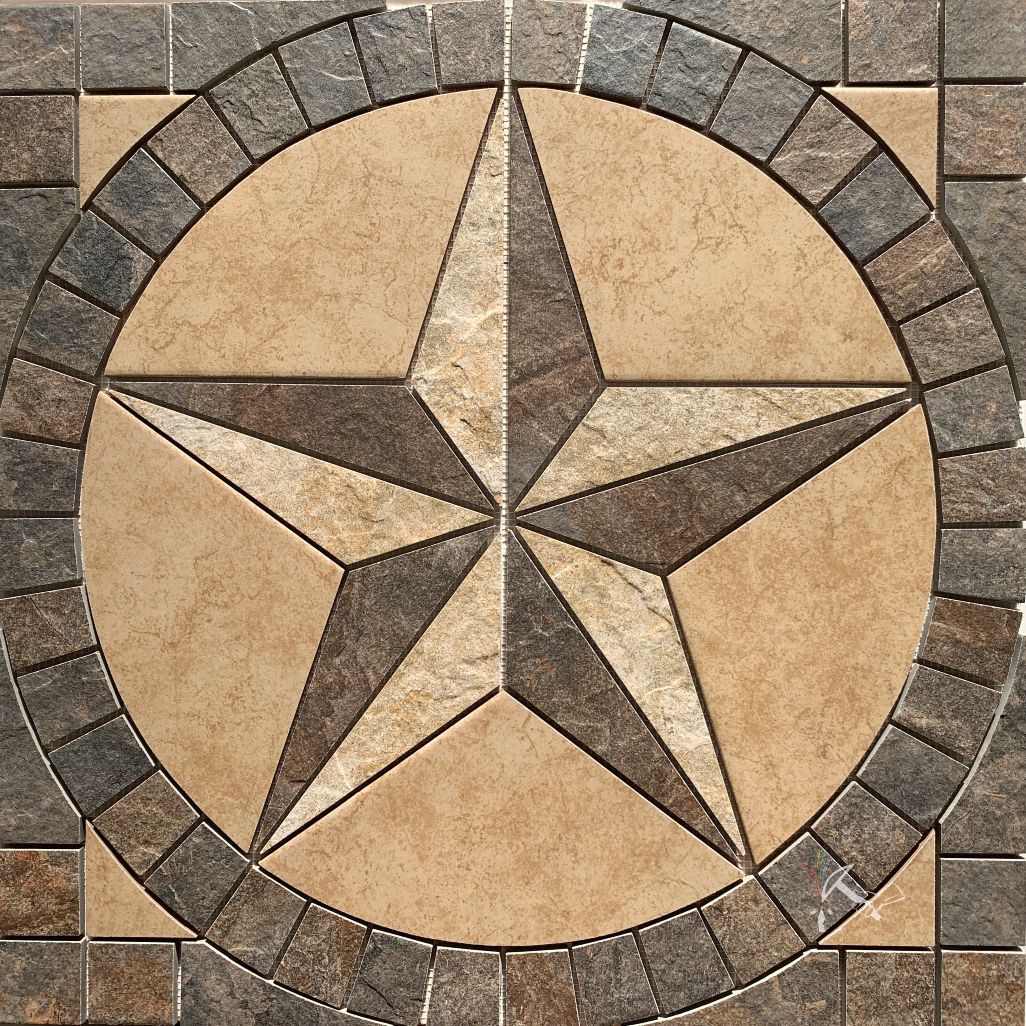 Dark Porcelain and Ceramic Tile Texas Star Floor Medallion – Artisan ...